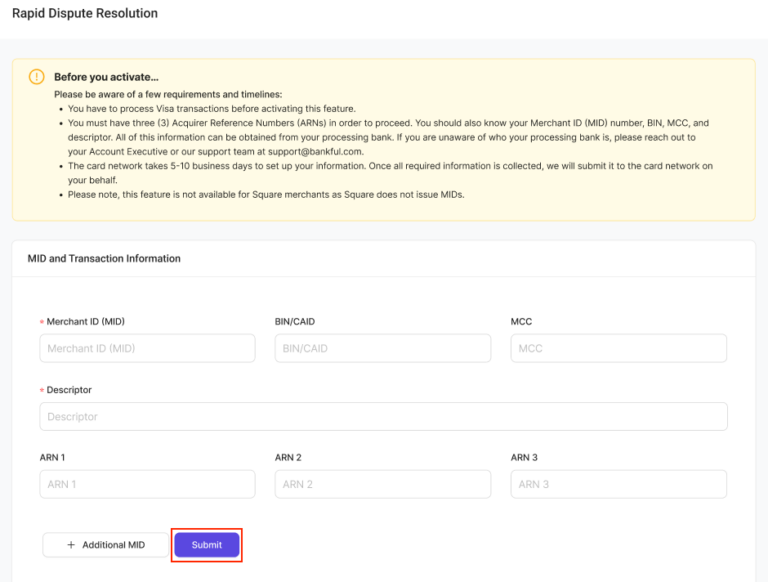 Understanding ARNs and How to Obtain Them for Rapid Dispute Resolution (RDR) - Bankful Support